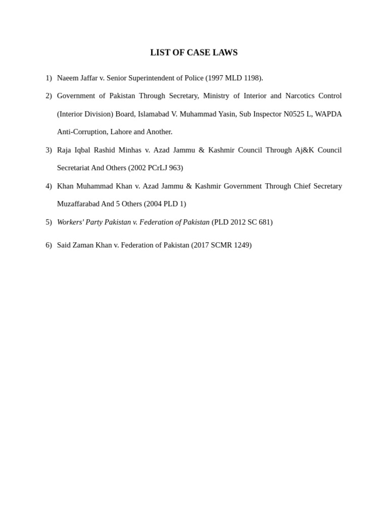 LIST of CASE LAWS (Written Statement) | PDF