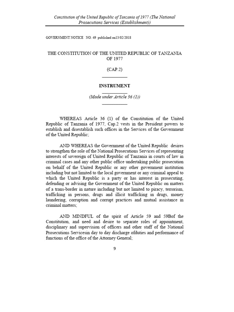 Tanzania's National Prosecutions Services | PDF | Prosecutor | District ...