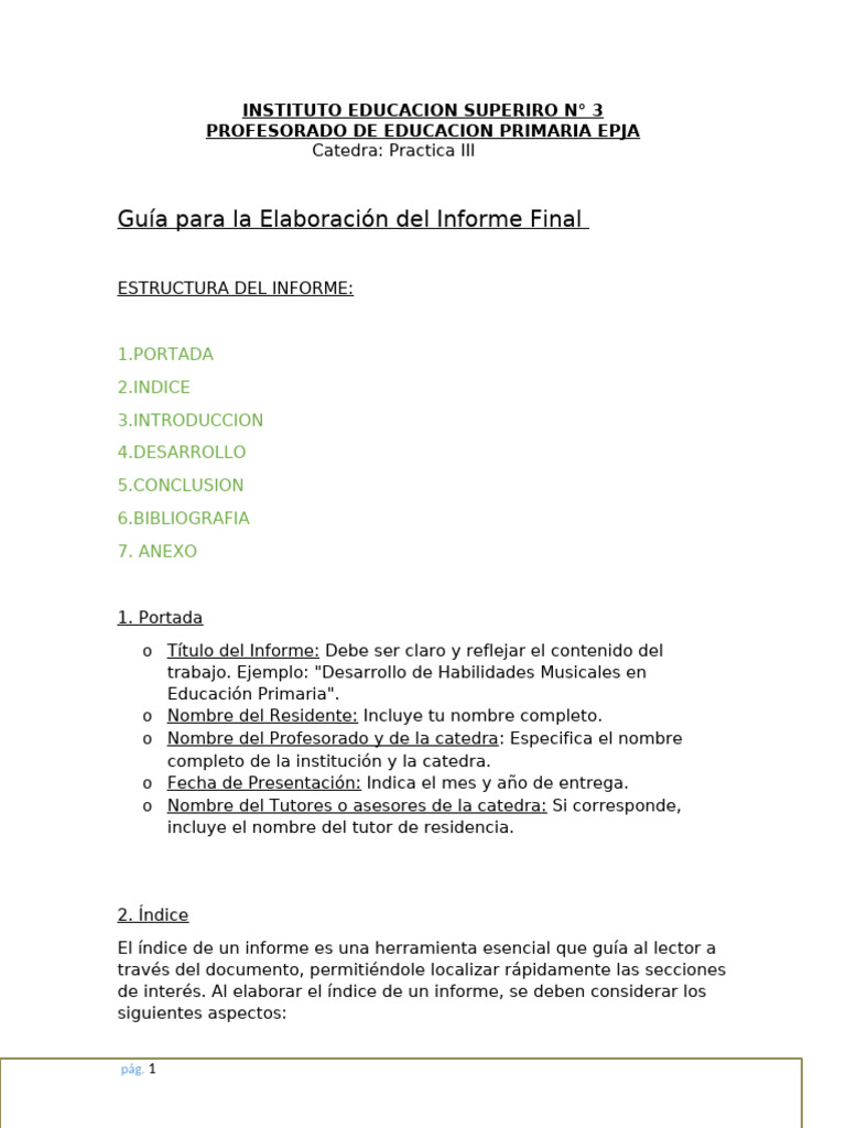 Guia para La Elaboracion Del Informe Final de Residencia Pedagogica | PDF | Teoría | Experiencia