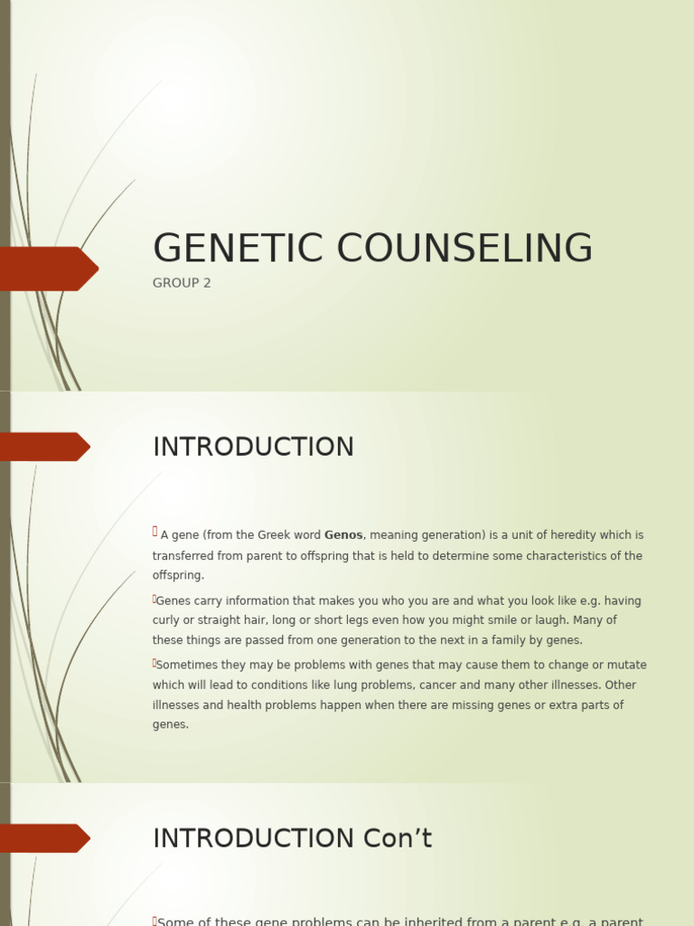 GENETIC COUNSELING PP | PDF | Genetic Counseling | Genetics