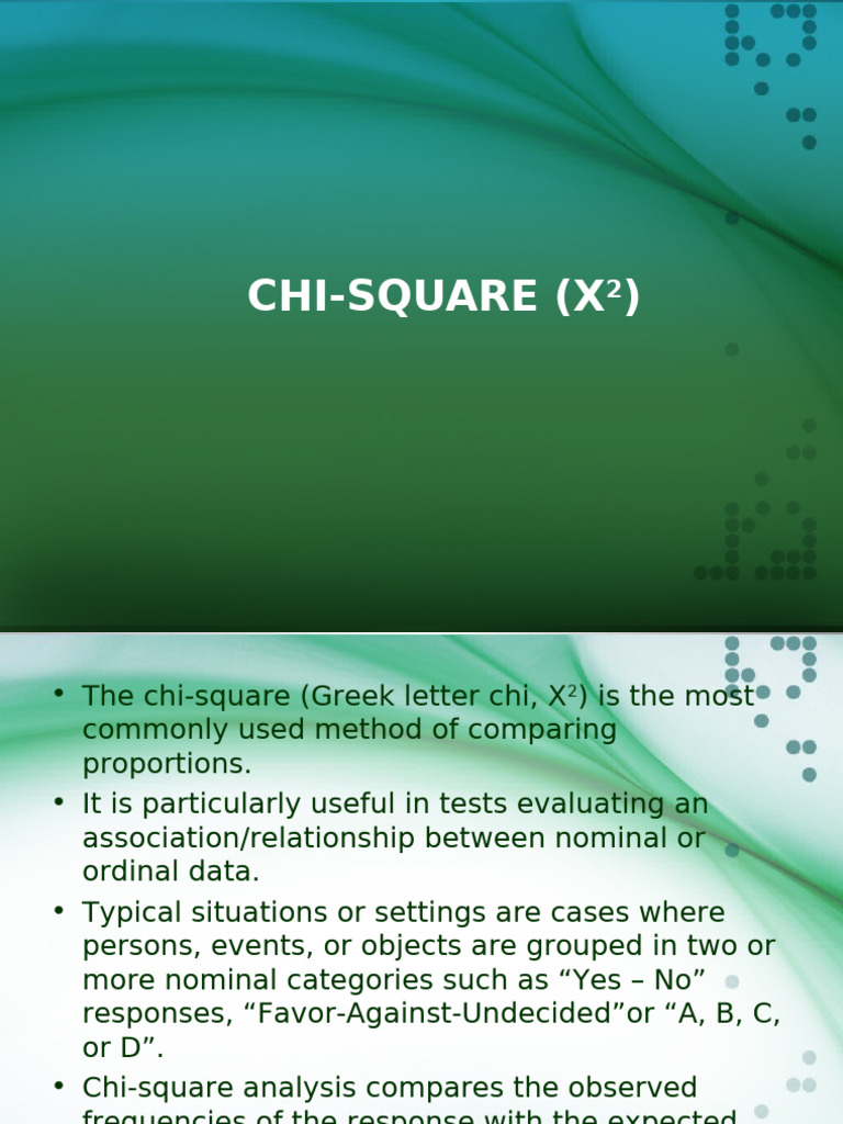 Chi Square x | PDF | Chi Squared Test | Statistical Analysis