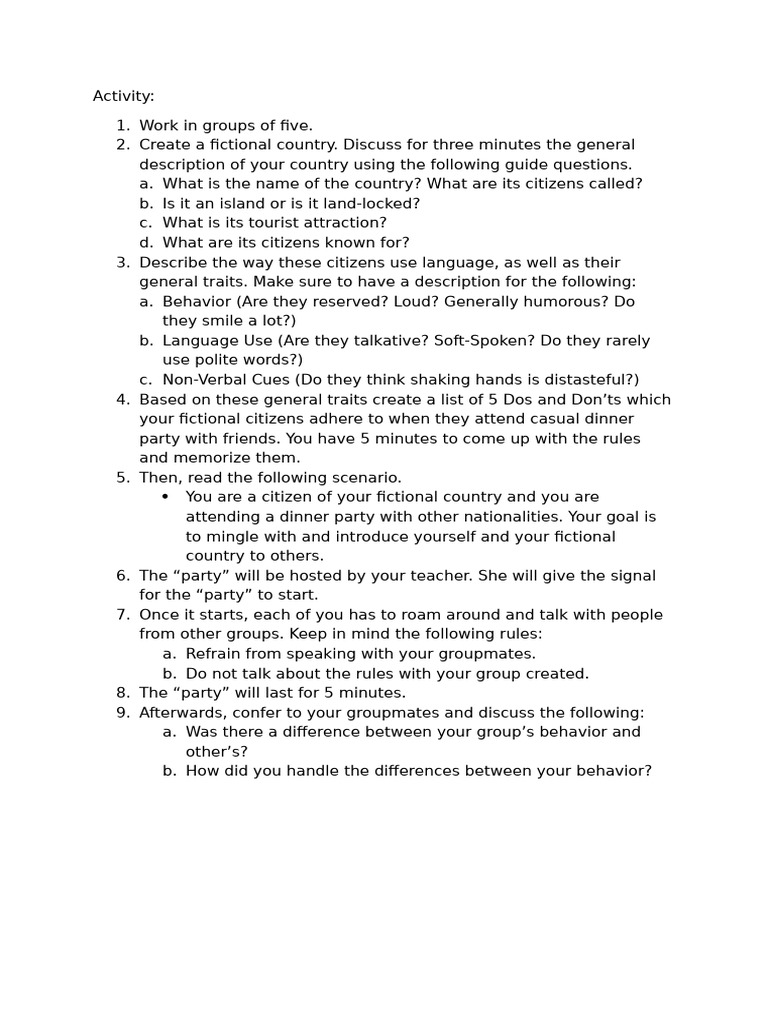 Activity - Intercultural Communication | PDF | Language Arts & Discipline