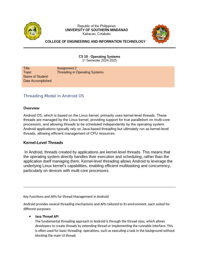 Threading Models and Their Role in Enhancing Performance | PDF | Thread (Computing) | Operating ...