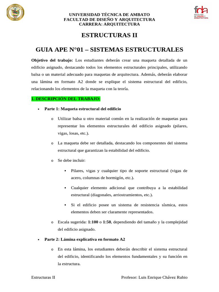 S24 F25 - Ape N°02 - E2 - Sistemas Estructurales | PDF | Viga (Estructura) | edificio