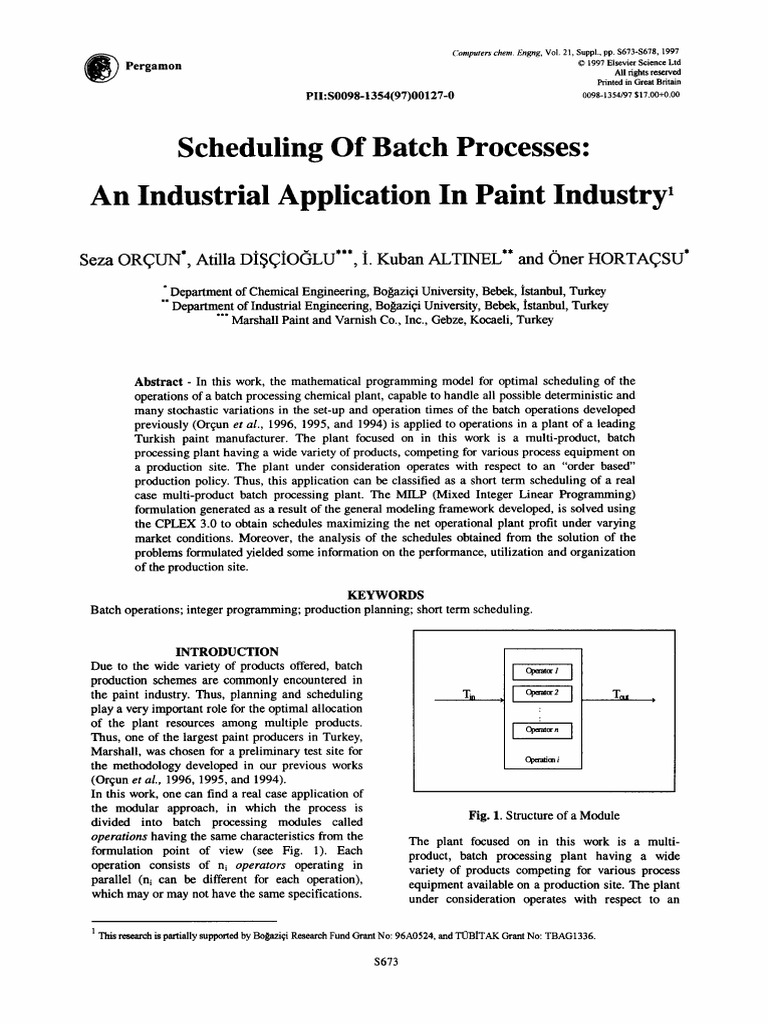 Scheduling Of Batch Processes An Industr Pdf Linear Programming Mathematical Optimization