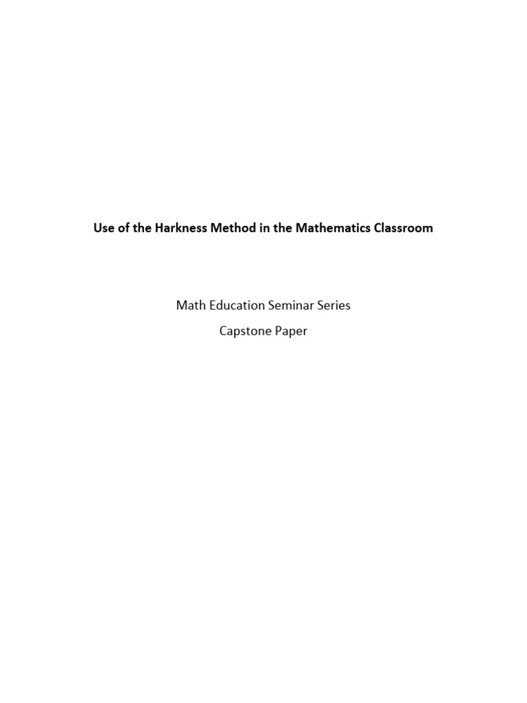 Capstone Paper On Harkness Method | PDF | Teachers | Mathematics
