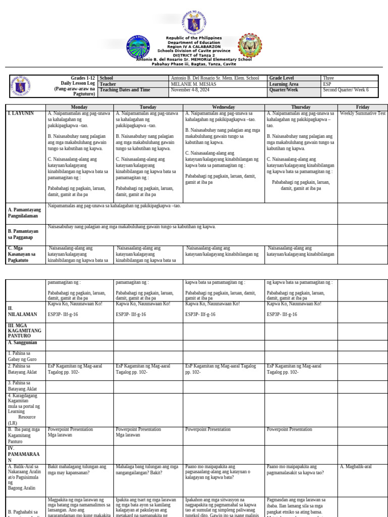 EsP DLL - Q2-W6 | PDF
