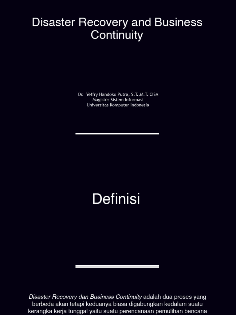 Bab 12 Disaster Recovery & Business Continuity | PDF