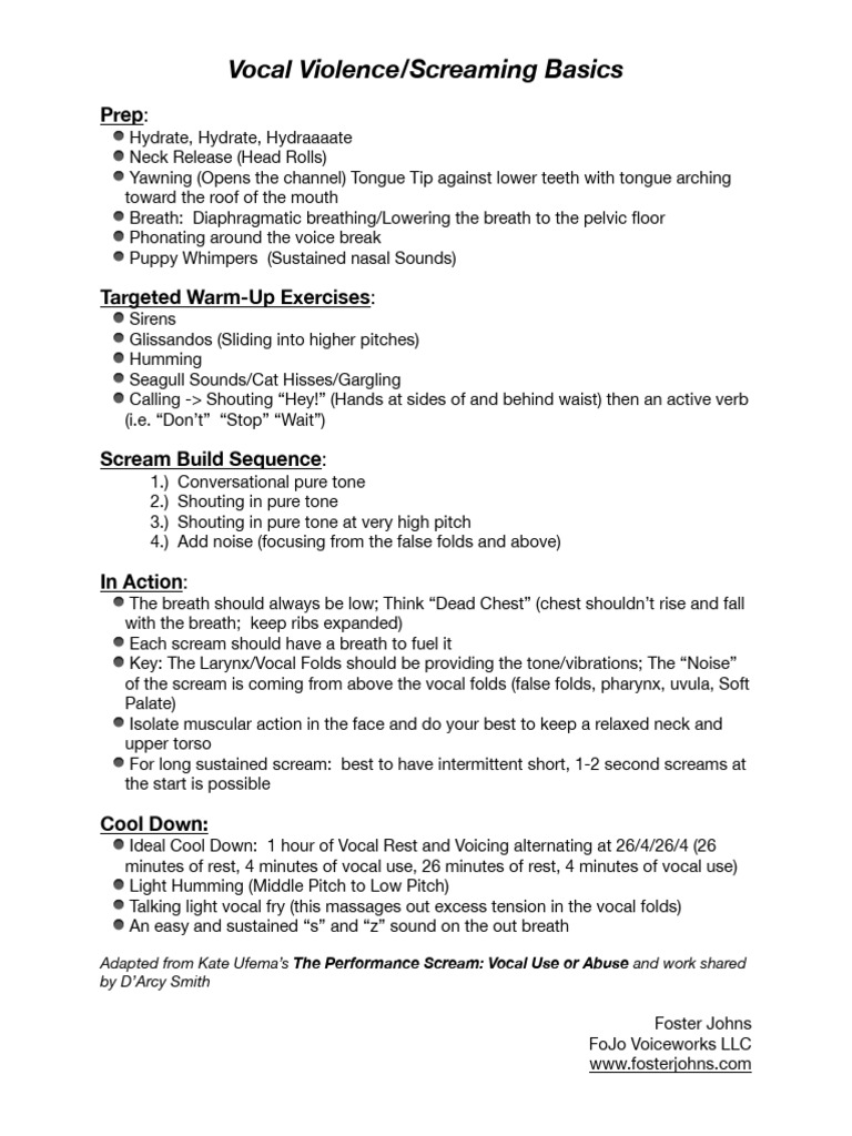 Vocal Techniques for Safe Screaming | PDF