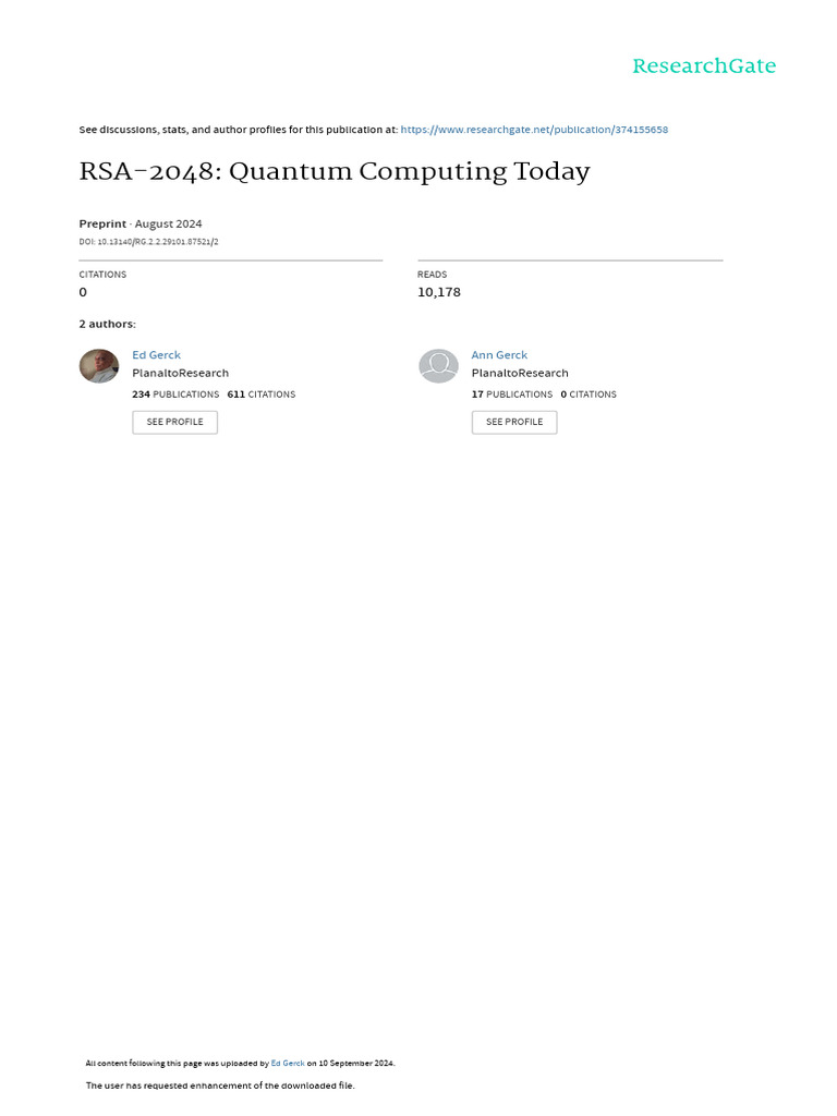 RSA 2048 QuantumComputingToday14 | PDF | Cryptocurrency | Quantum Computing