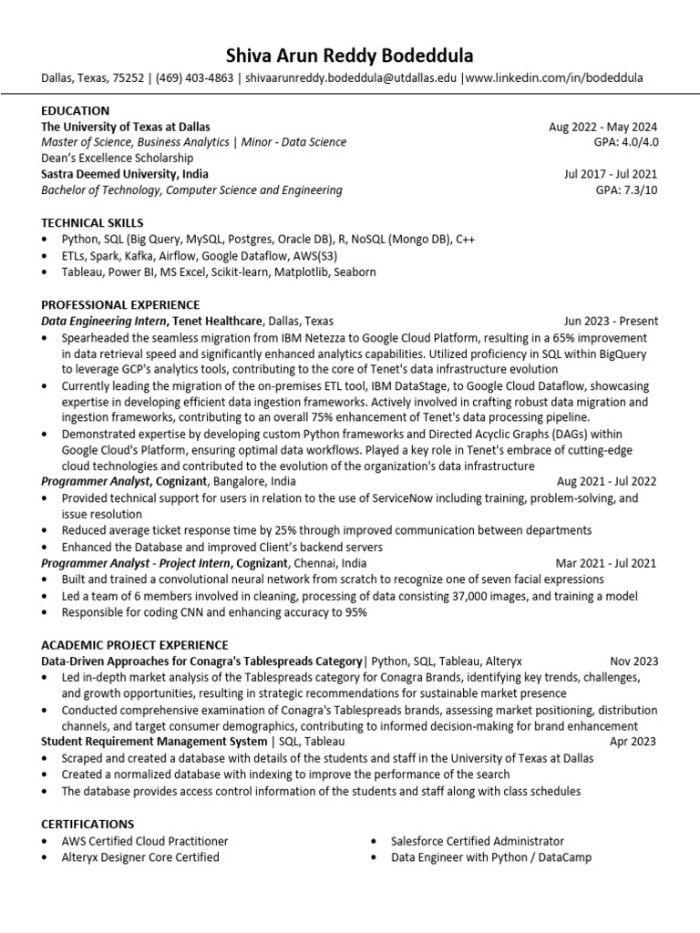 ShivaArunReddy_Resume | PDF | Databases | Cloud Computing