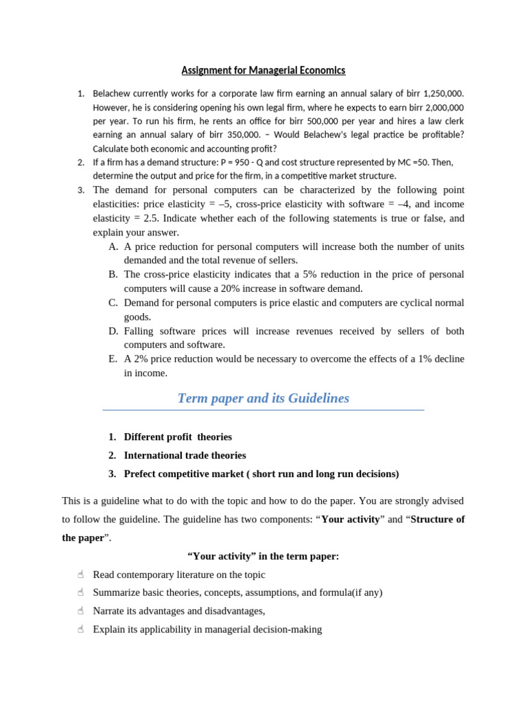 Managerial Eco Assignment | PDF | Finance & Money Management | Computers