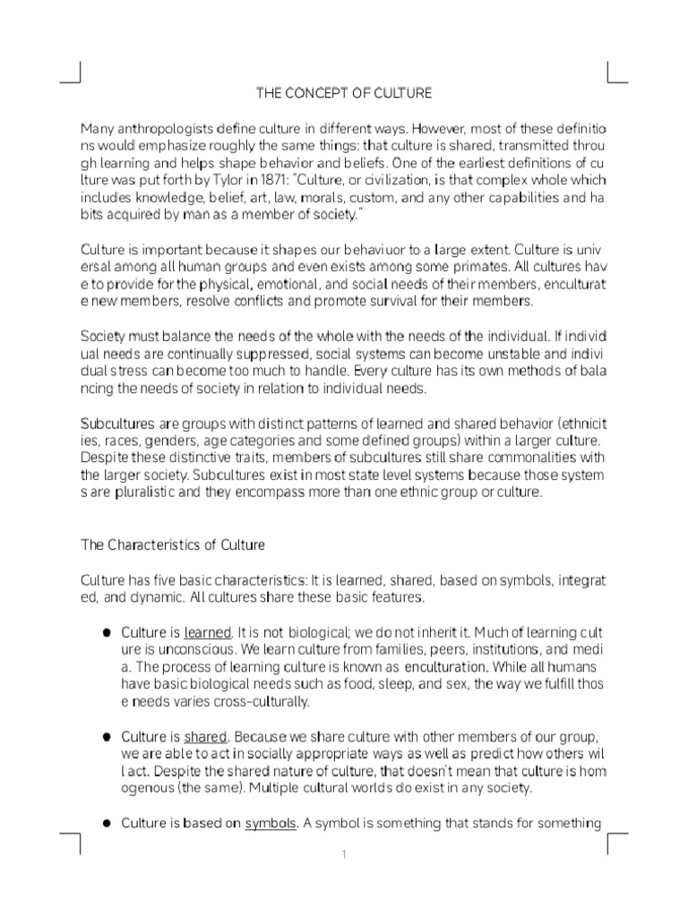 CULTURE and Its Characteristics (1) - Phoenix | PDF CULTURE and Its Characteristics (1) - Phoenix | PDF