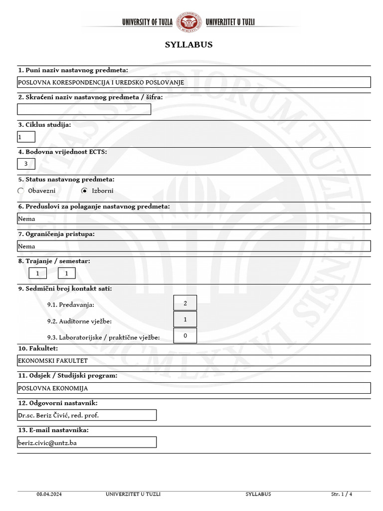 I.2. Poslovna Korespondencija I Uredsko Poslovanje | PDF