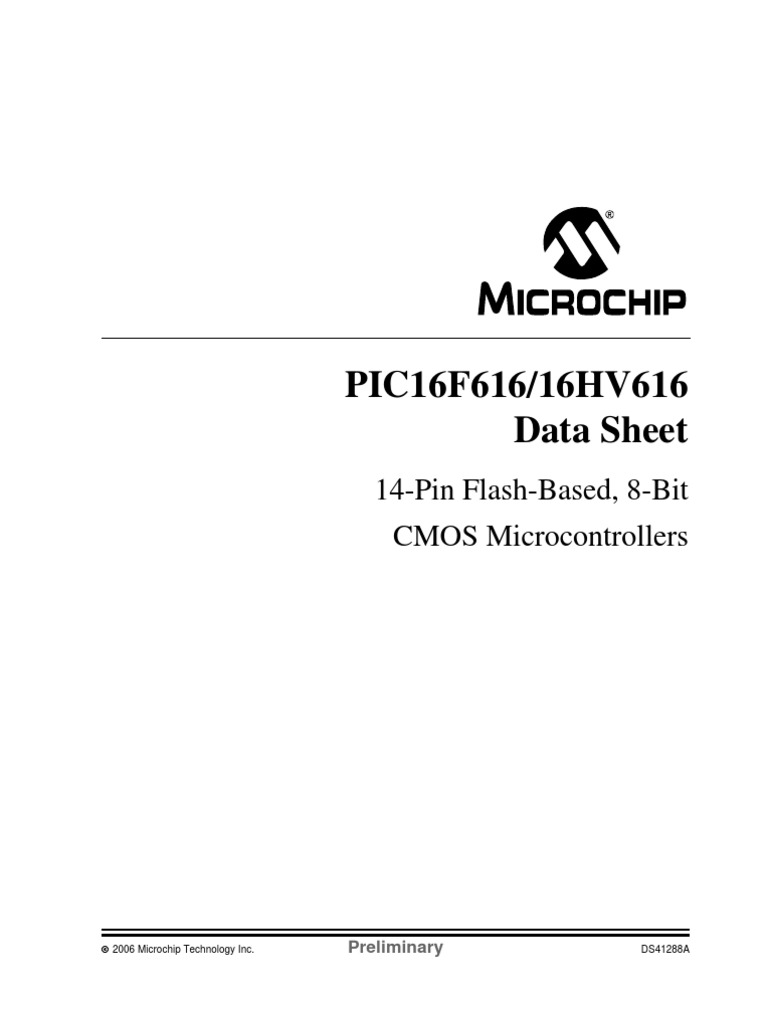 Pic 16 F 616 | PDF | Cmos | Analog To Digital Converter