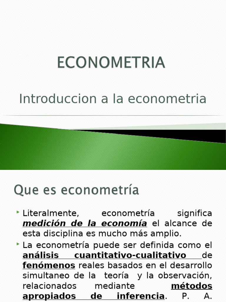 Introducción a la Econometría y Modelos | PDF | Econometría | Estadísticas