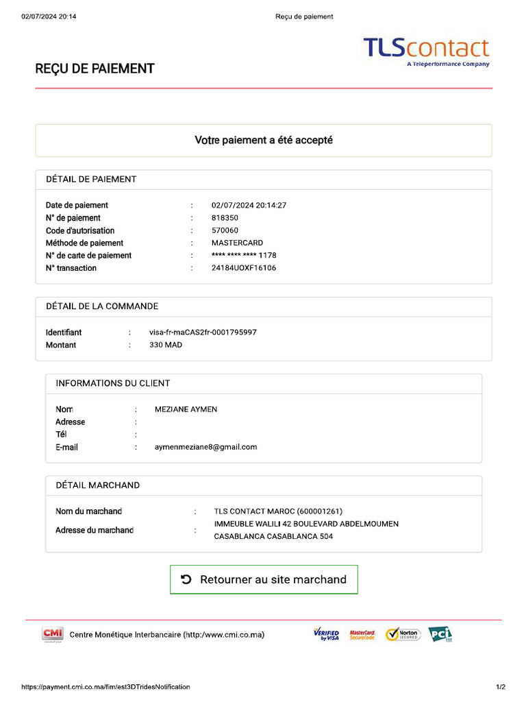 Recu de Paiement | PDF