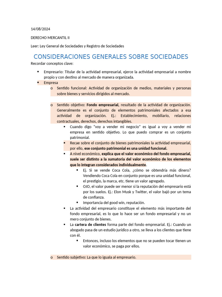 Derecho Mercantil II | PDF | Sociedad General | Bienes (Ley)