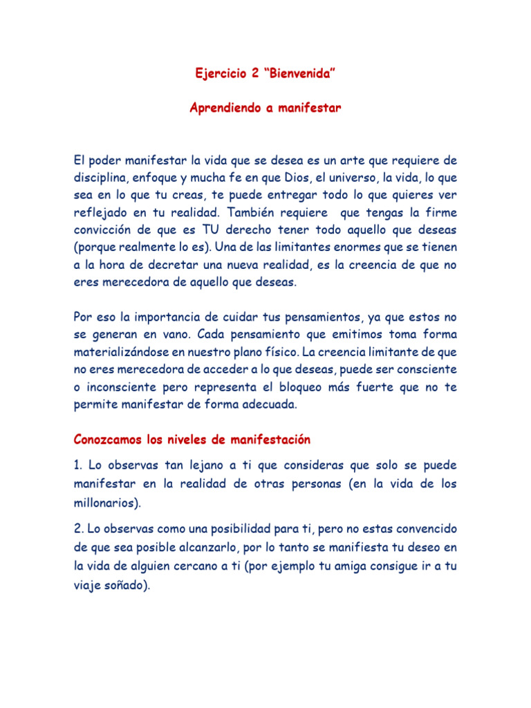 Ejercicio 2 Manifestando | PDF | Meditación | Sueño