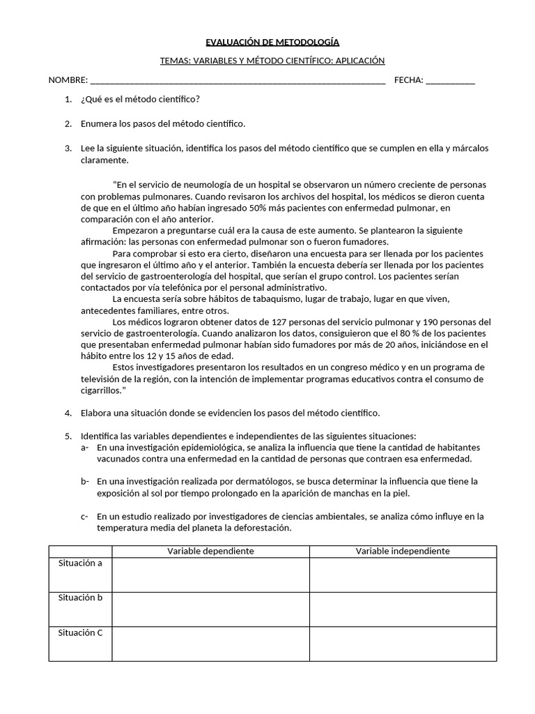 Ev Var y Mc1 | PDF | Método científico | Metodología de encuesta