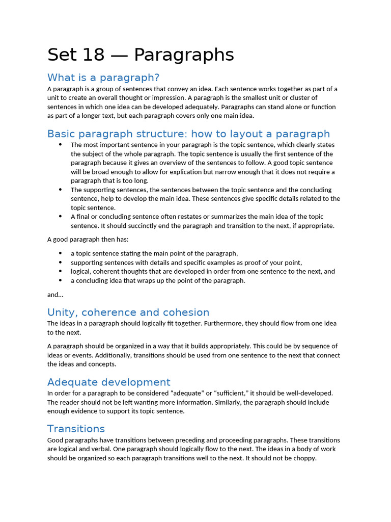 Set 18 Paragraphs | PDF | Paragraph