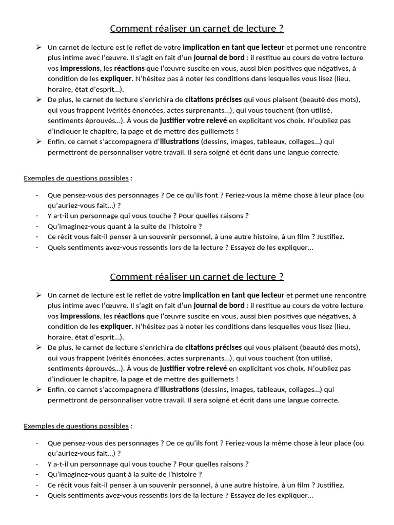 Créer un carnet de lecture efficace | PDF | Guillemet
