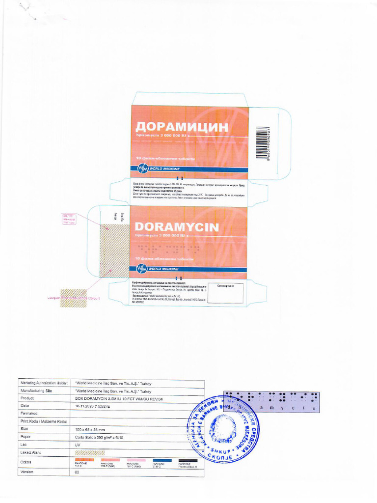 DORAMYCIN 3.000.000 IU FC Tbl. - Labeling - MK | PDF
