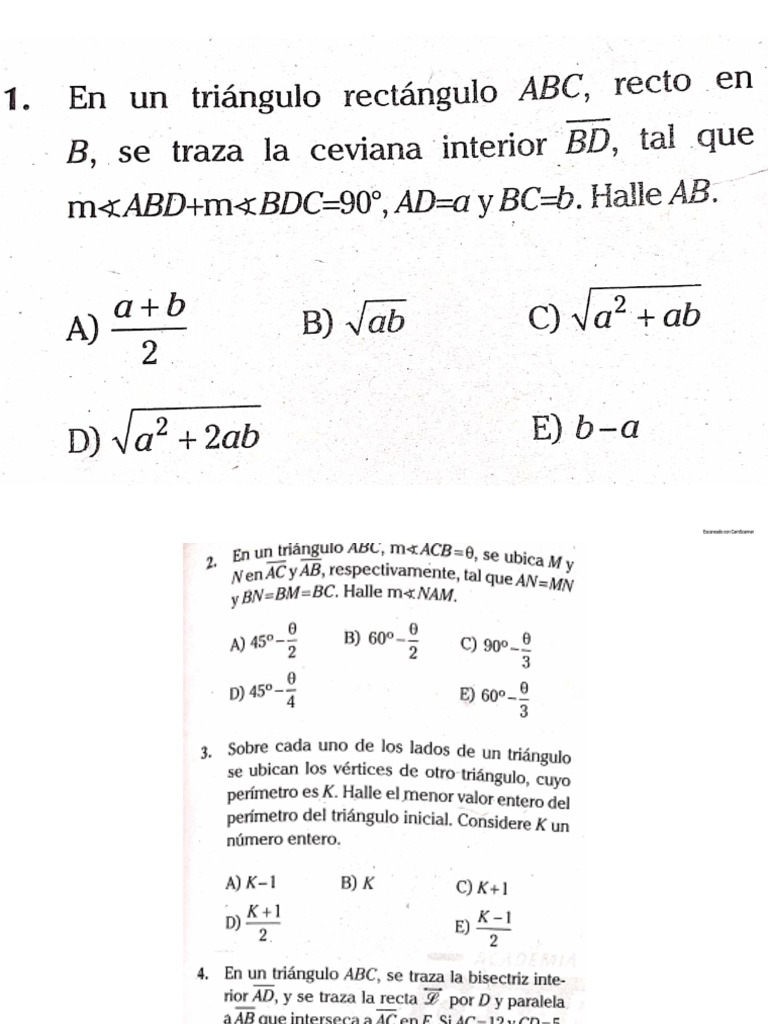 Semestral Uni 2019 Semana 1 Geometria | PDF