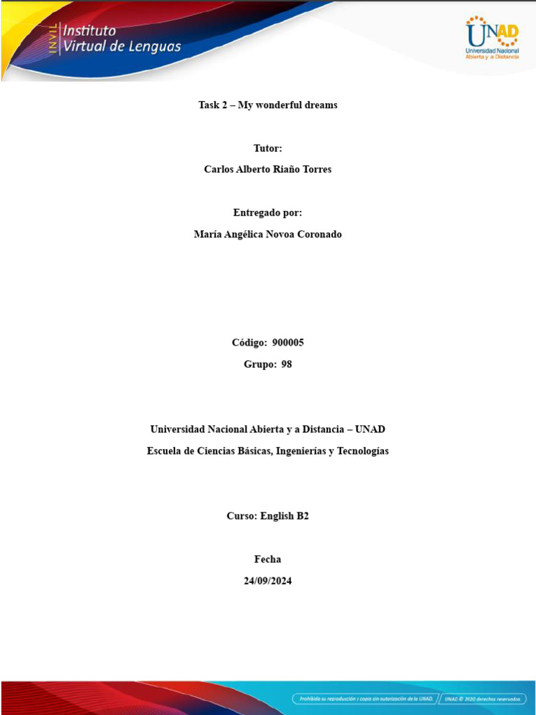 Task 2 - My Wonderful Dreams | PDF | Linguistics