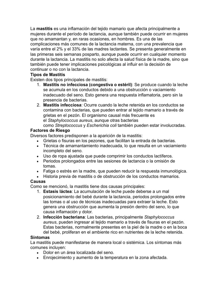 Mastitis | PDF | Amamantamiento | Pecho
