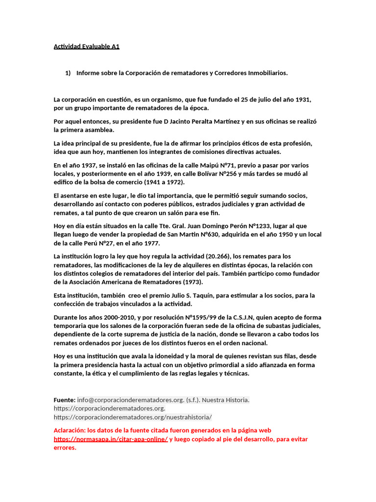 Actividad Evaluable A1 | PDF | Buenos Aires | Argentina