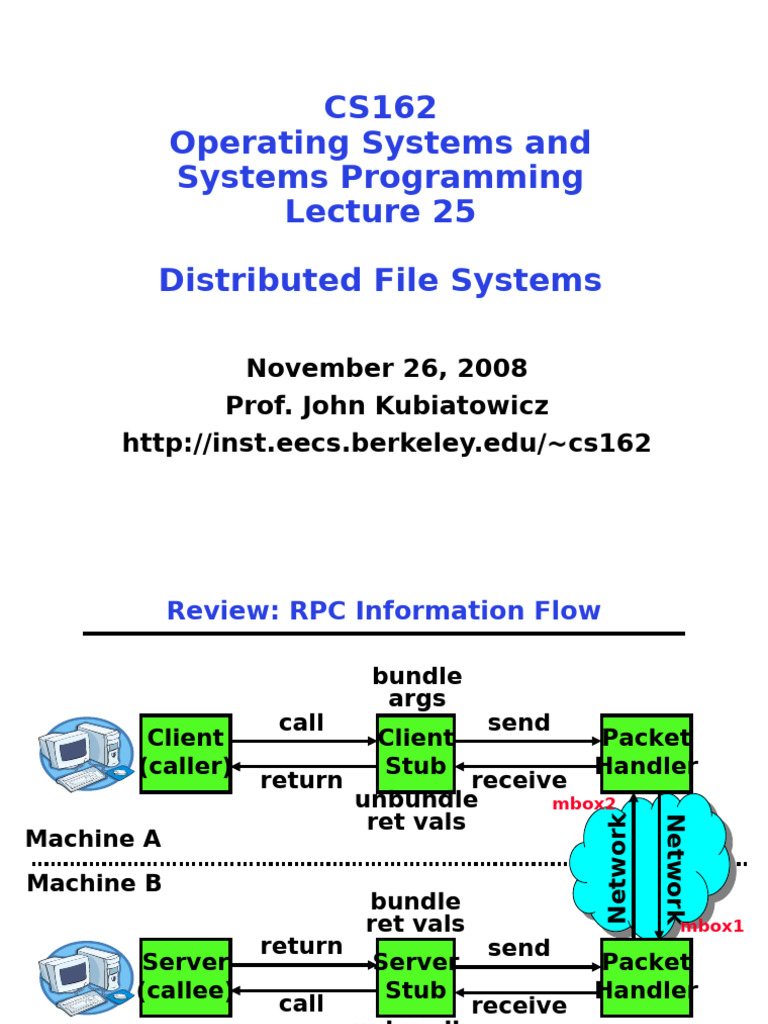 Lec25 Distfiles | PDF | Cache (Computing) | File System