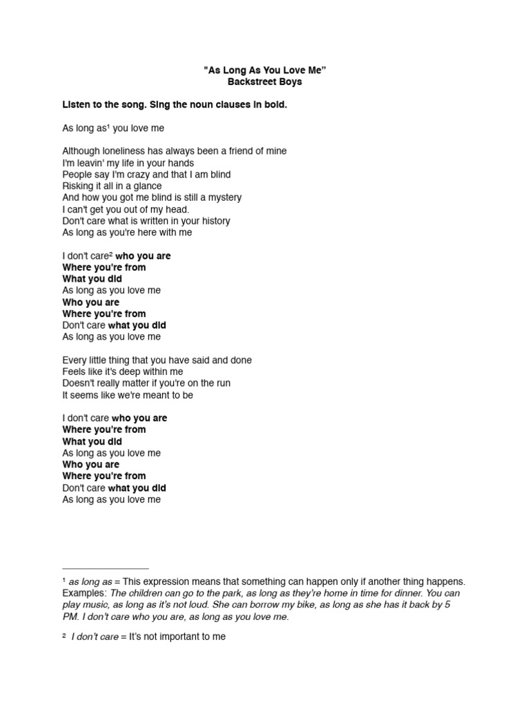 ESL Song Activity: Noun Clauses | PDF