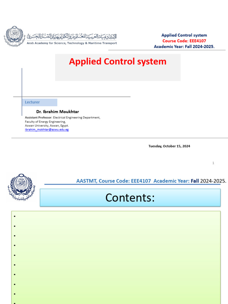 Applied Control System Lecture 3 | PDF | Operational Amplifier | Amplifier Applied Control System Lecture 3 | PDF | Operational Amplifier | Amplifier