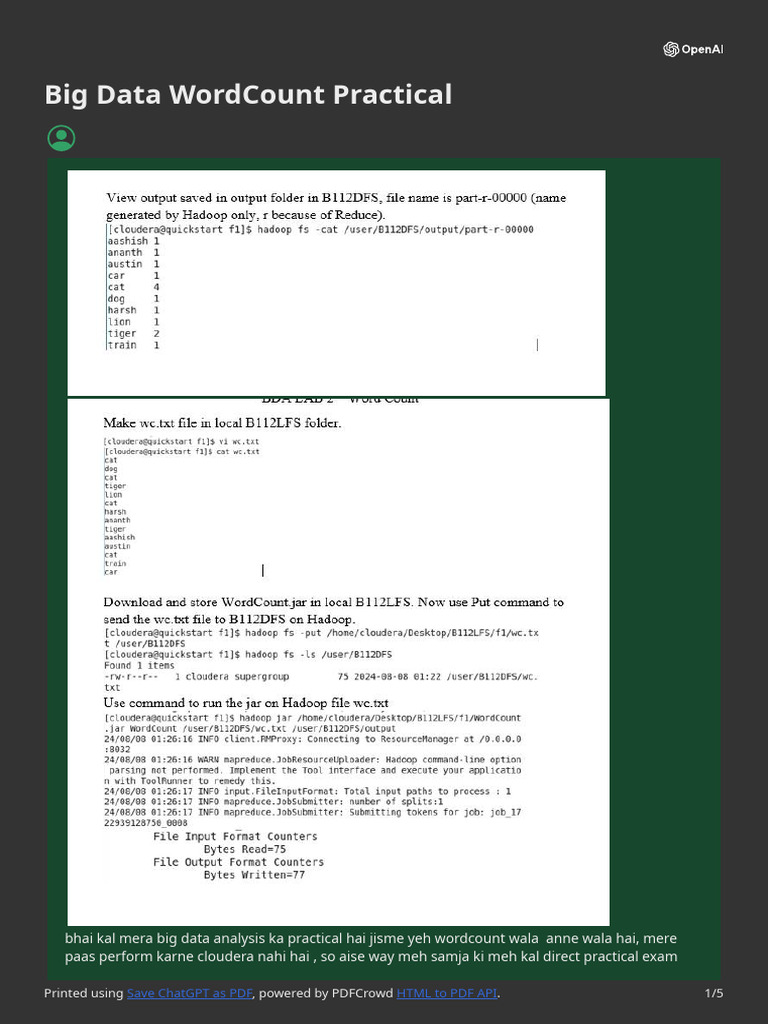 Big Data WordCount Practical | PDF | Computing | Computer Data