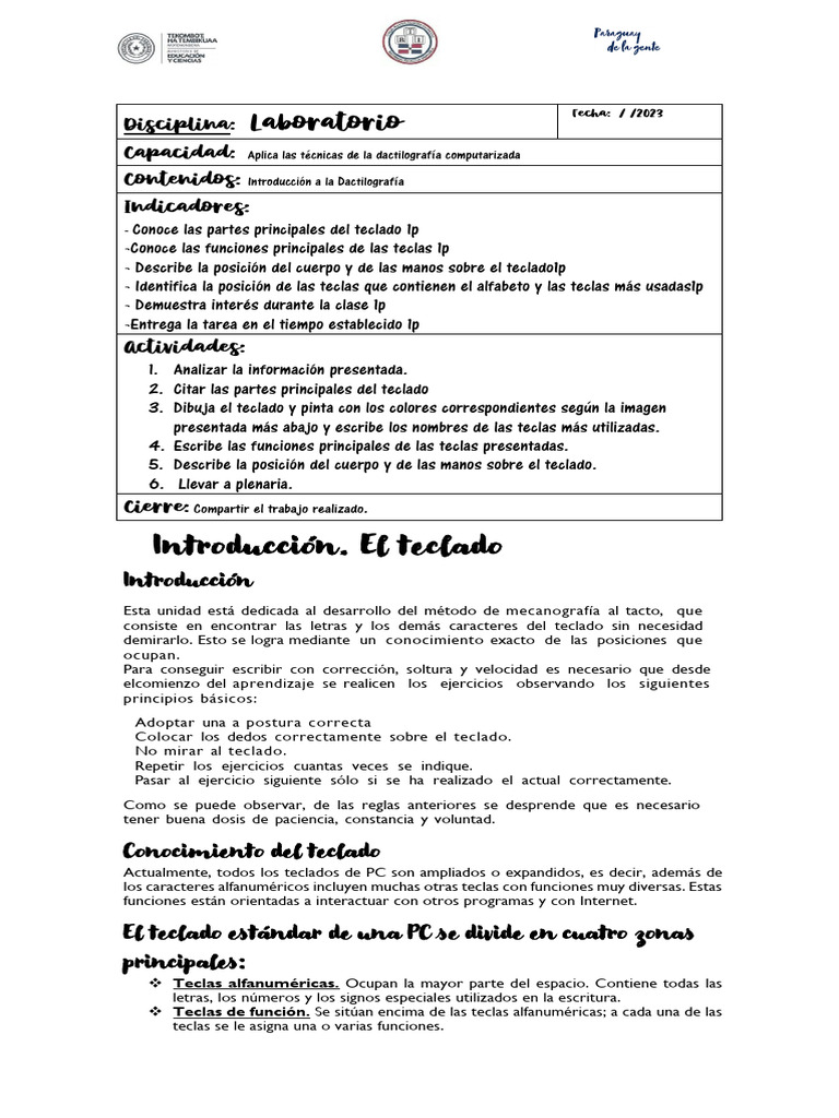 Guía de Mecanografía y Teclado PC | PDF | Teclado | Texto