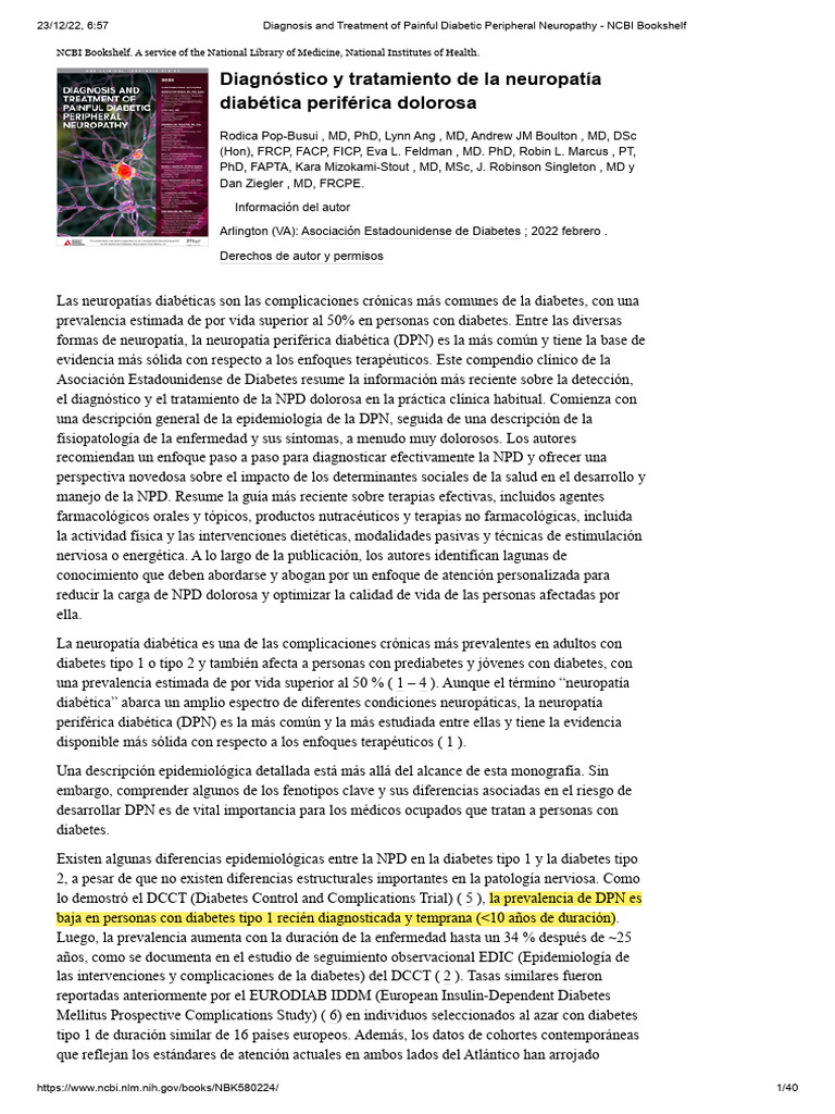 Diagnosis and Treatment of Painful Diabetic Peripheral Neuropathy ...