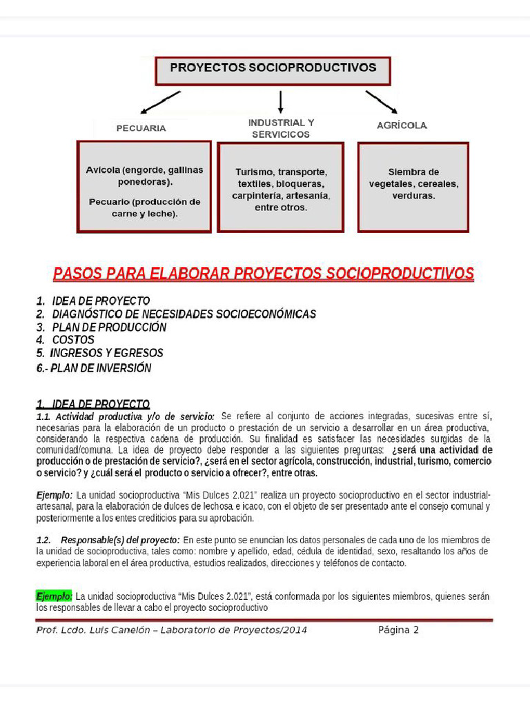 Proyecto Socio Productivo | PDF