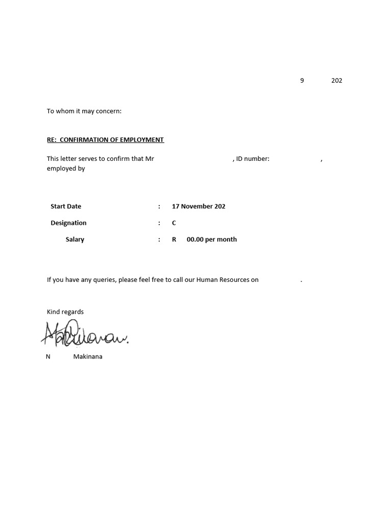 Confirmation of Employment | PDF