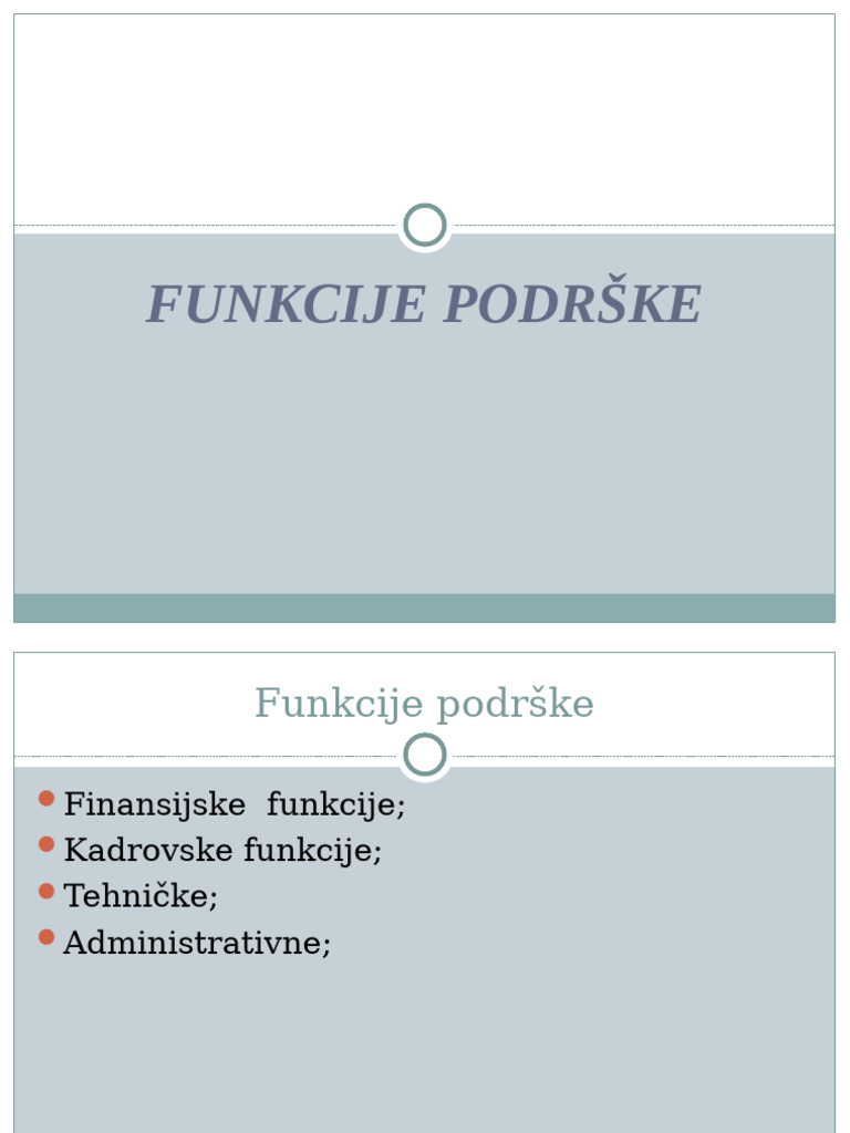 Funkcije Podrske | PDF