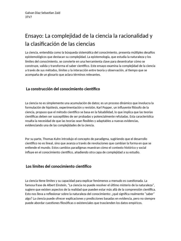 Complejidad y Racionalidad en Ciencia | PDF | Teoría | Conocimiento