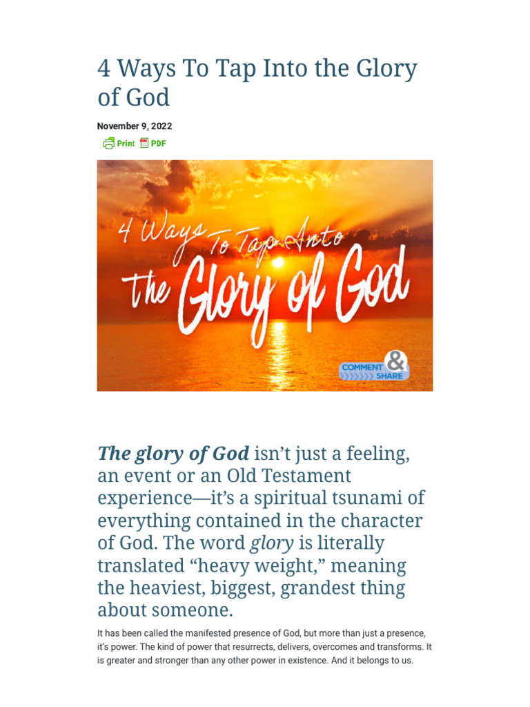 4 Ways To Tap Into The Glory of God - KCM Blog | PDF | Glory (Religion ...