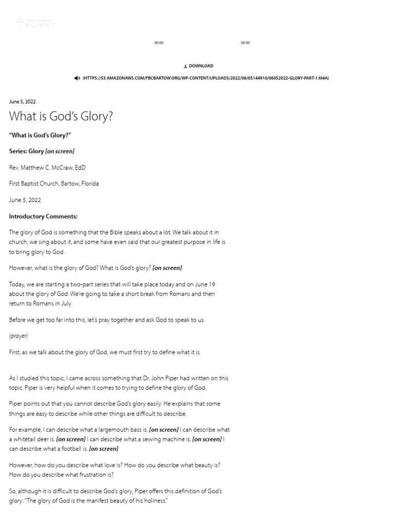 Understanding God's Glory Explained | PDF | Glory (Religion) | Jesus