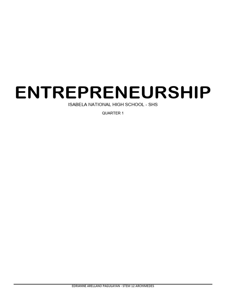 Entrepreneurship Notes Pdf Marketing Product Business