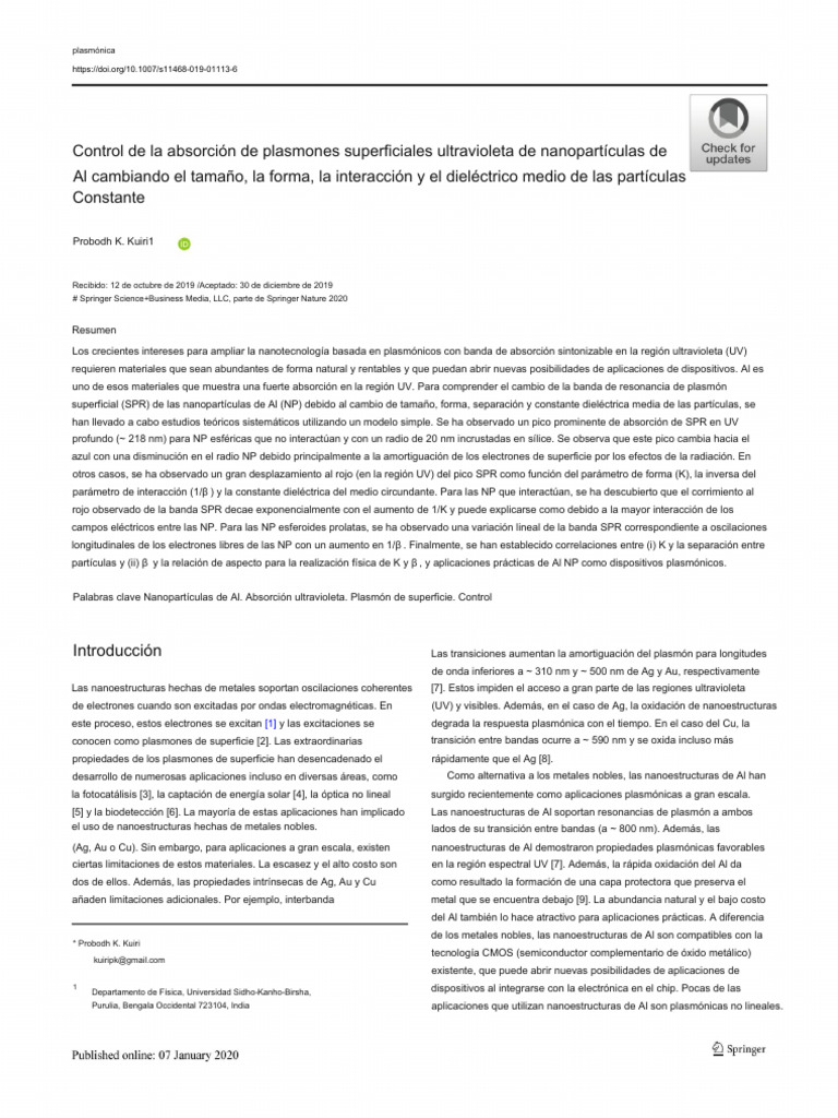 Control of Ultraviolet Surface Plasmon Absorption of Al Nanoparticles ...