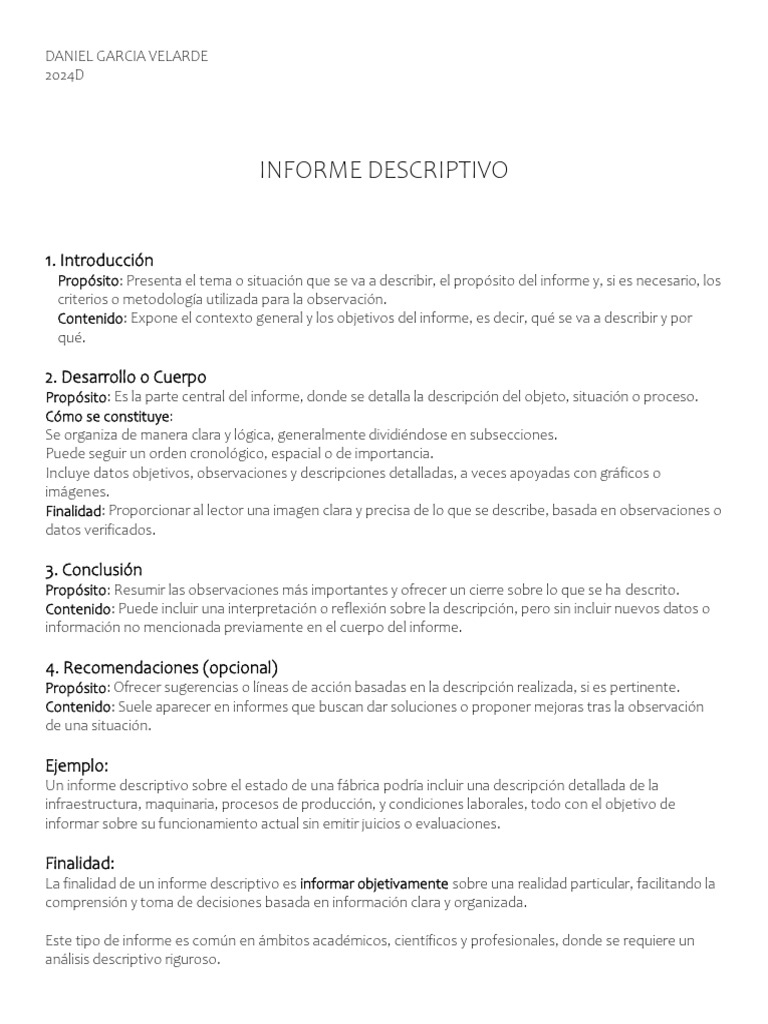 Informe Descriptivo | PDF | Informática