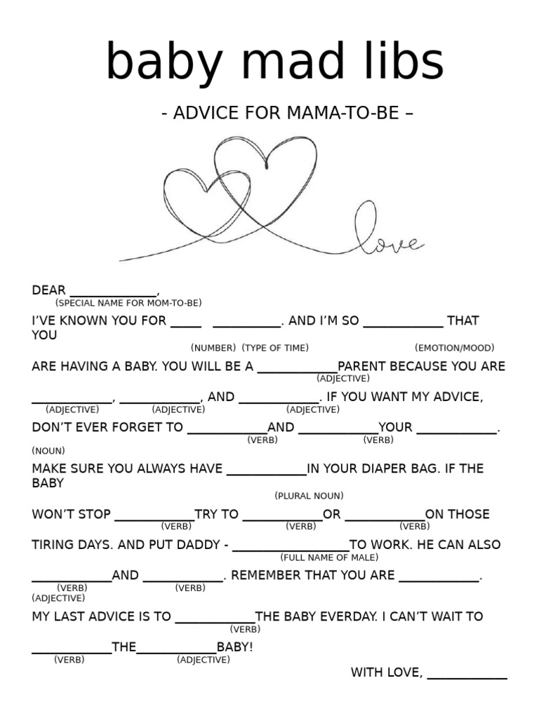 Baby Mad Libs | PDF | Language Arts & Discipline