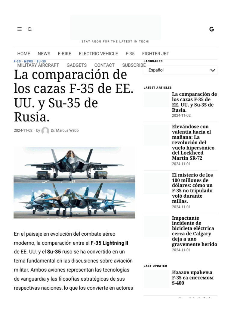 La Comparación de Los Cazas F-35 de EE. UU. y Su-35 de Rusia. | PDF | Lockheed Martin F 35 ...