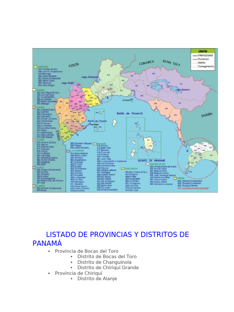 Listado de Provincias y Distritos de Panamá | PDF | Panamá