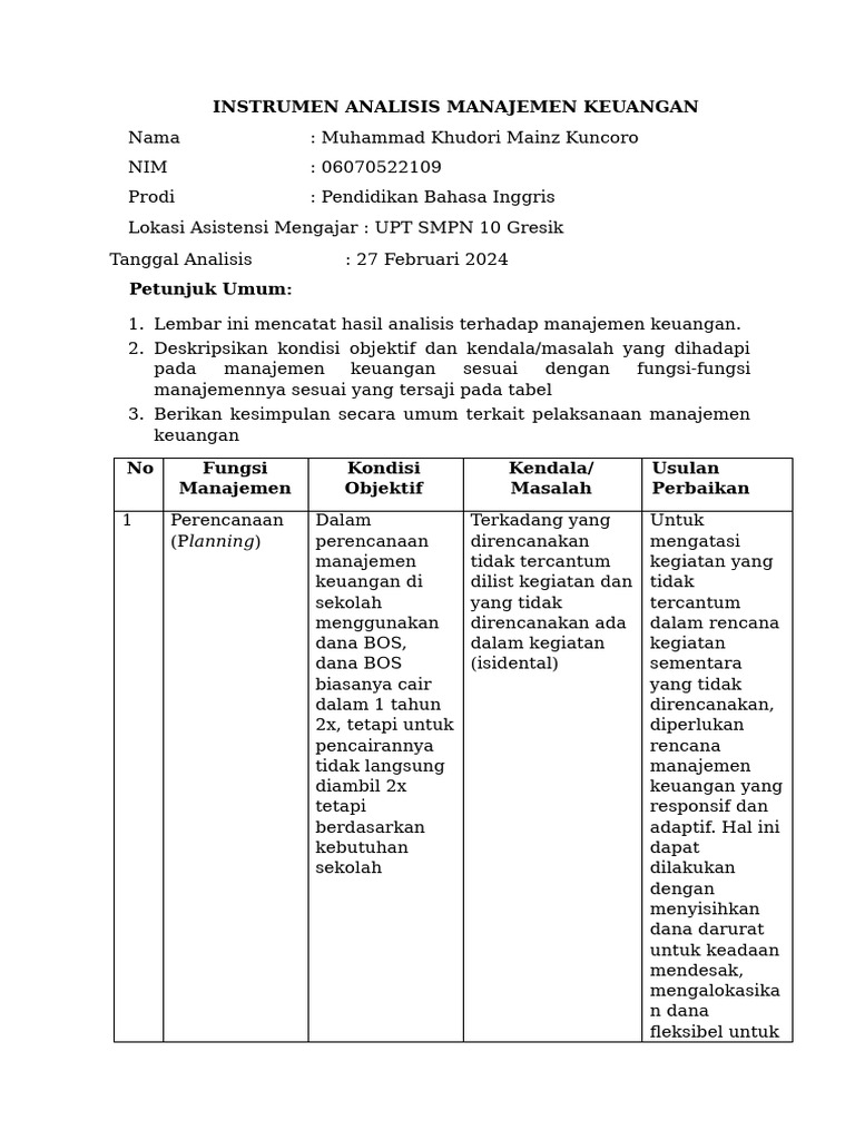 Instrumen Analisis Manajemen Keuangan | PDF